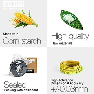 Vulkankraft Premium Rainbow Color PLA Filament for 3D Printing, 1.75mm, 1KG, Testing Pack Available, Less Prone to Warping, High Printability, Reduced Chance of Clogging.