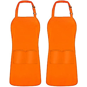 Utopia Kitchen 2 Pack Bib Apron, Adjustable with 2 Pockets, Water and Oil Resistant, Cooking Kitchen Chef Apron for Women Men