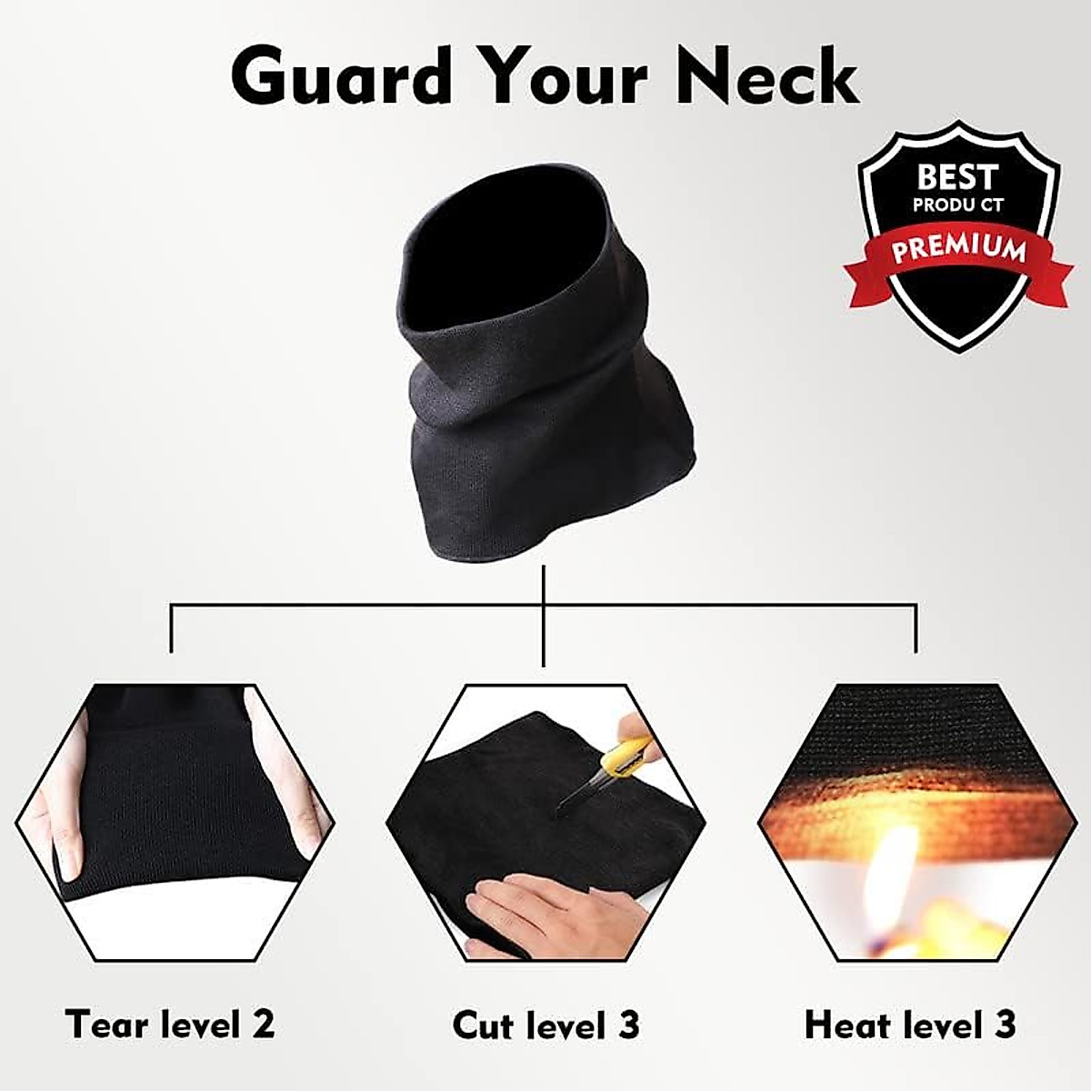 IMENORY Cut Resistance Welding Neck Protector, Neck Protection Welding Helmet Neck Gaiter, Heat & Flame & Fire Proof, Hockey Neck Guard, Neck Cover for Men