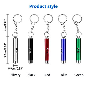 CHUQIANTONG 6PCS Cat Toy Mini Red Laser Pointer Cat Dog Interactive Training Tools White LED Torch Light with Keychain