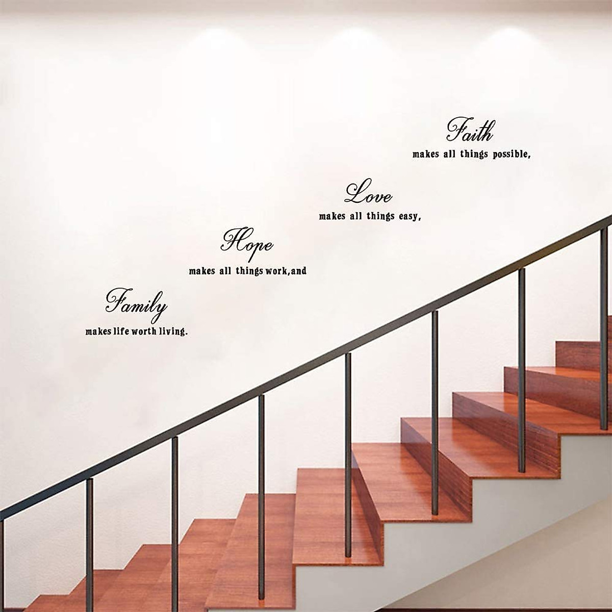 16.5 x 23.5 inches Faith Love Hope Quotes Wall Stickers Decals Decor, Removable DIY Saying Wall Art Decals Sticker, Easy Peel and Stick Wallpaper for Bedroom Living Room (Black)