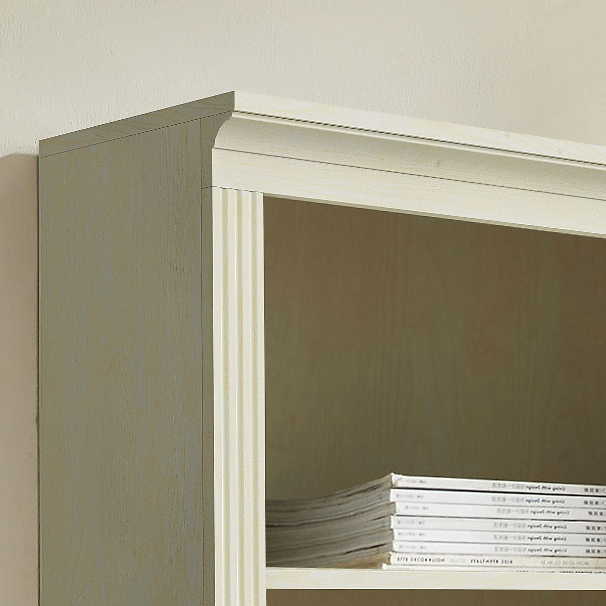 JAHRSTIM Multi-Depth Bookshelves and Bookcase Floor Standing 5 Tier Display Shelves Organizer and Storage, 72in Tall Bookshelf for Home Office, Living Room, Bed Room, Kitchen, Cream