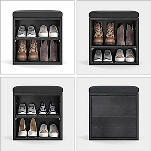 Small Shoe Bench for Entryway Shoe Bench with Cushion Shoe Bench with Storage and Seating,Small Bench Seat Entryway Shoe Rack with Bench,Small Shoe Bench Entryway Shoe Bench Small Black