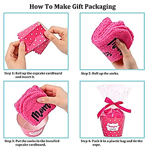 HAPPYPOP Women Funny Silly Crazy Fuzzy in Cupcake Packaging, Gifts Her Socks, Mom Dark Pink, Medium