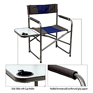 PORTAL Director Chairs, Foldable, Alloy Steel, Blue/Grey