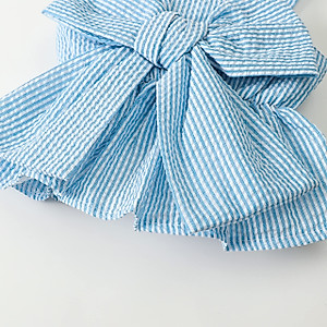 LYSINK Newborn Baby Girl Clothes Stripe Sleeveless Bowknot Tank Top Shorts Set Summer Outfits Cute Baby Clothes Girl 0-18 Months (Blue,0-3 Months)