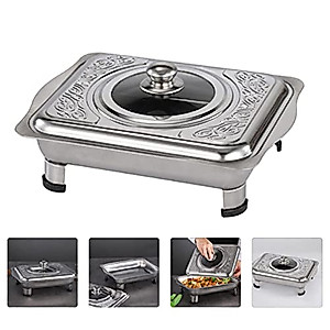 Buffet Platters Dish Tray Chafing Dish Buffet Shabu Hot Pot with Lid 4 Leg Stainless Steel Buffet Warmer Food Pan Fondue Pot for Restaurant Home Kitchen Picnic Catering Supplies Chafing Dish