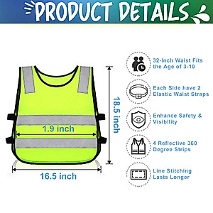 4 Pieces Kids Reflective Vest Wrist guards and Hat Child Safety High Visibility Vest Set Child's Construction Vest for Cycling Skiing Running Night Walking Hiking Outdoor Boys Girls