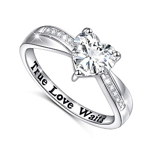 DAOCHONG S925 Sterling Silver True Love Waits Infinity Criss Cross Heart Engagement Wedding Ring for Women Girlfriend Wife (7)