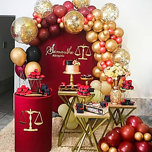 PartyWoo Red and Gold Balloons, 45 pcs Burgundy Balloons, Ruby Red Balloons, Gold Confetti Balloons, Gold Metallic Balloons for Red and Gold Party Decorations, Burgundy Party Decorations