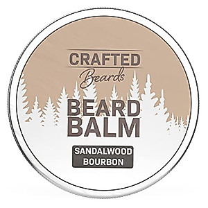 Crafted Beards - Beard Balm - Beard Wax - Mustache Wax - Light Hold - For a Softer, Smoother, Moisturized Beard - Made with All-Natural and Organic Ingredients - Leave in Conditioner (Sandalwood Bourbon)