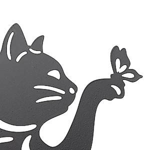 Haofy Cat Silhouette, 1 Piece of Lifelike Cat Yard Art Garden Metal Statue Decor, Hollow Decorative Stakes for Outdoor Farmhouse Pathway Lawn Decorations