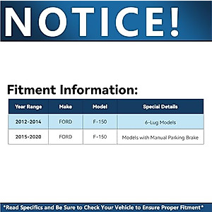 Detroit Axle - Brake Kit for 2012-2020 Ford F-150 Drilled & Slotted Brake Rotors Ceramic Brakes Pads Replacement : 13.78'' inch Front and 13.70'' inch Rear Rotors [Manual Parking Brake]