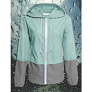 Avoogue Lightweight Raincoat Women's Waterproof Windbreaker Packable Outdoor Hooded Rain Jacket Light Blue XXL