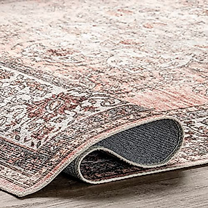 nuLOOM CIA Floral Stain-Resistant Machine Washable Area Rug, 8x10, Pink