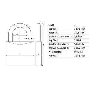 ABUS 65/20 Solid Brass Padlock Keyed Different - Hardened Steel Shackle