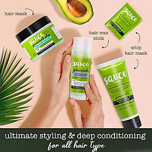 SAUCE BEAUTY Deep Conditioning Hair Mask (12 Fl Oz) Guacamole Whip Hair Mask for Damaged Hair & Frizz Control with Avocado, Honey, Monoi & Argan Oil, All Hair Types