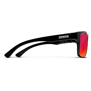 Suncloud Rambler Polarized Sunglasses – 100% UV Protection – Comfortable Fit, Trendy Design – for Men & Women – Black Frames & Red Mirror Lens