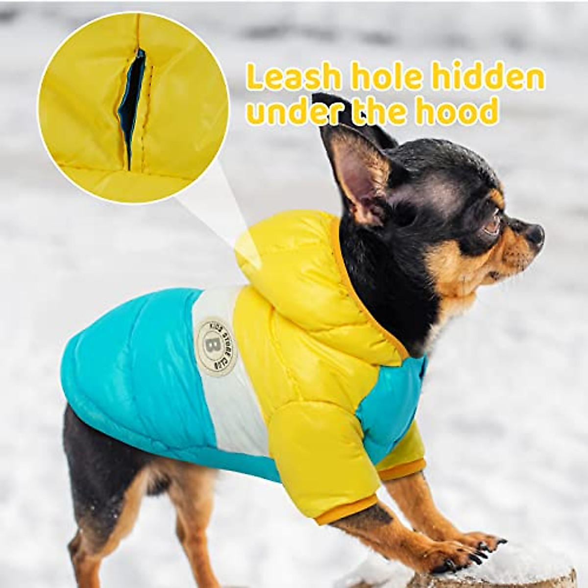 FUAMEY Dog Winter Coat,Puppy Puffer Jacket Warm Padded Pet Snow Vest Cute Windproof Dog Clothes Doggy Warm Waterproof Outdoor Lightweight Small Dog Hoodie,Chihuahua Poodles Yorkshire Pet Apparel