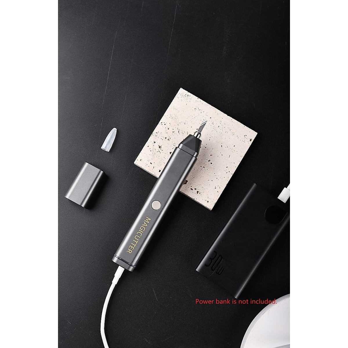 Portable Ultrasonic Cutter for Leather 3D Printing Plastic DIY 30W 40KHz, with 40pcs Replacement Knife and Fixtures