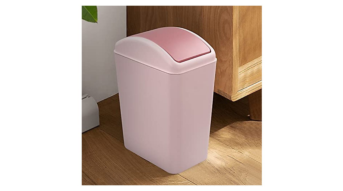 Parlynies Pink Plastic Waste Bin - 4.5 Gallon with Swing Lid