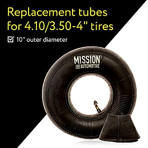 Premium Replacement Tire Inner Tubes - 2 Pack - 4.10/3.50-4"- Great for Hand Truck Dollies, Wheelbarrows, Lawn Mowers, and Trailers - Utility Tools - Mission Automotive