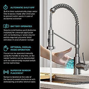 Kraus KSF-1610SFS Bolden Touchless Sensor Commercial Pull-Down Single Handle 18-Inch Kitchen Faucet, Spot Free Stainless Steel
