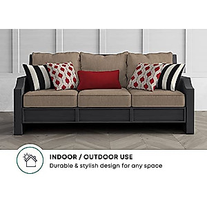 Honeycomb Outdoor Square Toss Pillow Set, 17" W x 17" L, Cabana Stripe Black & Ivory Outdoor Pillows