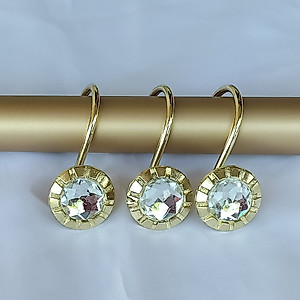 Gold Shower Curtain Rings Hooks Rustproof, Set of 12