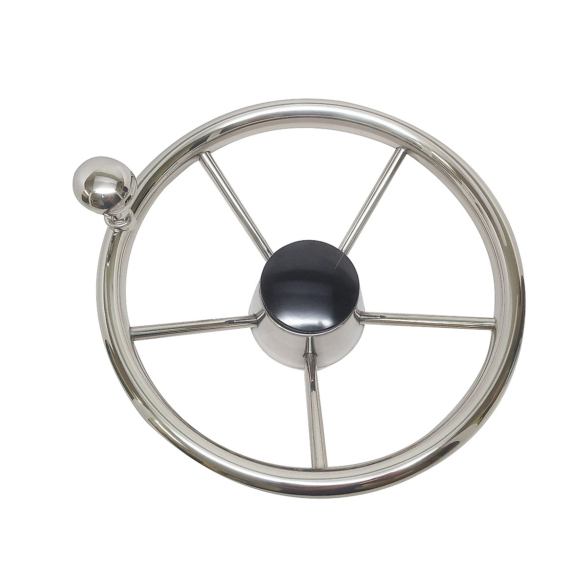 Marine Boat 5 Spoke Steering Wheel W/Turning KNOB 13 1/2" Dia Stainless Steel