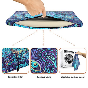 ALAZA Cute Abstract Owl and Psychedelic Ornate Pattern Chair Pad Seat Cushion for Office Car Outdoor Indoor Kitchen, Soft Memory Foam, Back Pain, Coccyx & Sciatica Relief, 15.7x15.7 in