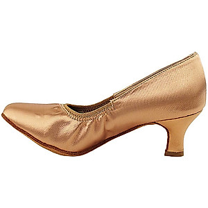 Womens Ballroom Dance Shoes Party Salsa Practice Shoes Tan Satin S9107EB Comfortable - Very Fine 2" Heel 9.5 M US [Bundle of 5]