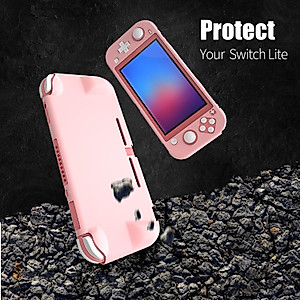 Comfort Grip Case for Nintendo Switch lite, Switch lite Pink Protective Case for Girls