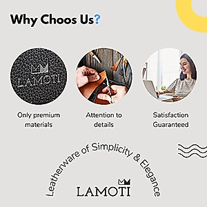 LAMOTI Leather Desk Organizer with a 4" Coaster, Large Capacity 5 Compartments Desktop Unifier, Handcrafted (Black)