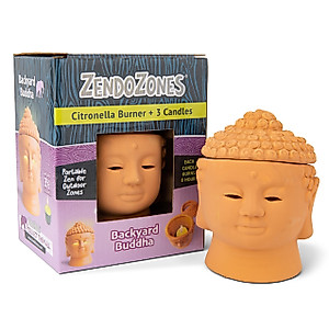 ZendoZones Backyard Buddha Citronella Candle Burner – 8-Hour Protection, Decorative Mosquito Repellent for Patios & Outdoor Spaces