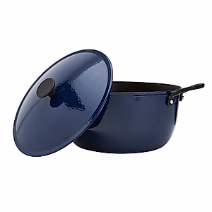 Mason Craft & More Cast Iron Lite-Enameled Pre Seasoned Non-Stick Induction Oven Safe Ultra Durable, 8 Quart Enameled Cast Iron Lite Dutch Oven (Cobalt Blue)