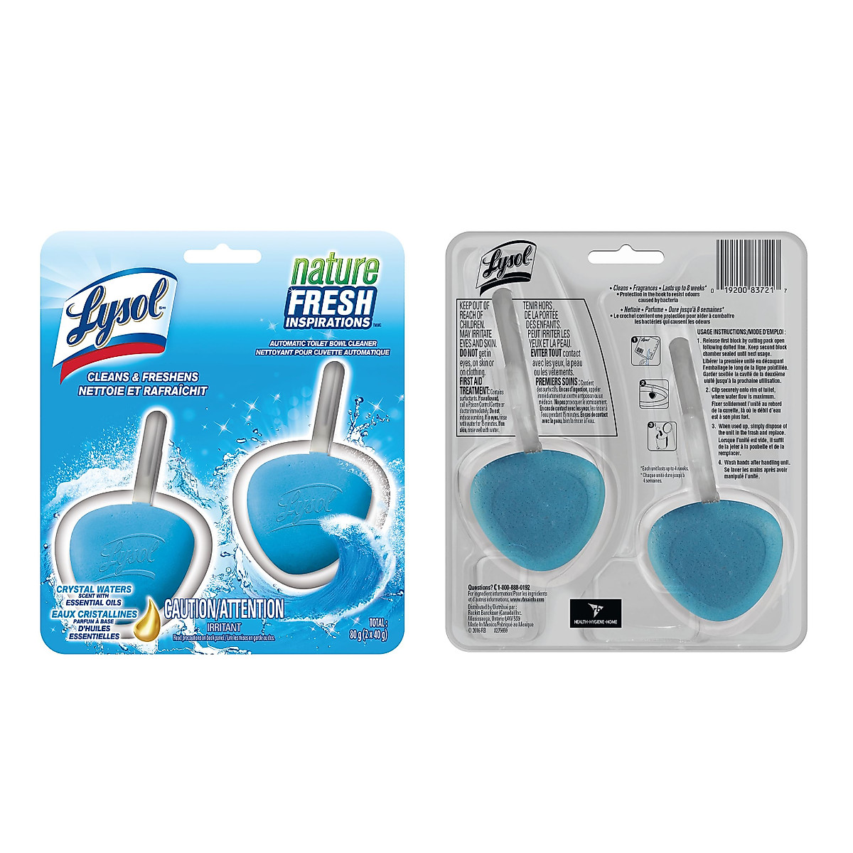 Lysol Automatic In-The-Bowl Toilet Cleaner, Cleans and Freshens Toilet Bowl, Ocean Fresh Scent, 2 Count (Pack of 1)