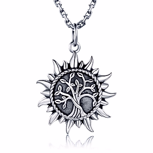 925 Sterling Silver Urn Necklace for Ashes-Sunshine Cremation Keepsake Pendant Tree of Life Ashes Necklace Jewelry Cremation Memorial Gifts for Men Women