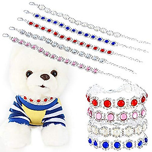 Dogs Kingdom Pet Dog Cat Crystal Collar Bling Rhinestones Party Princess Necklace Adjustable Necklace Accessories,White,S:8-10" Neck