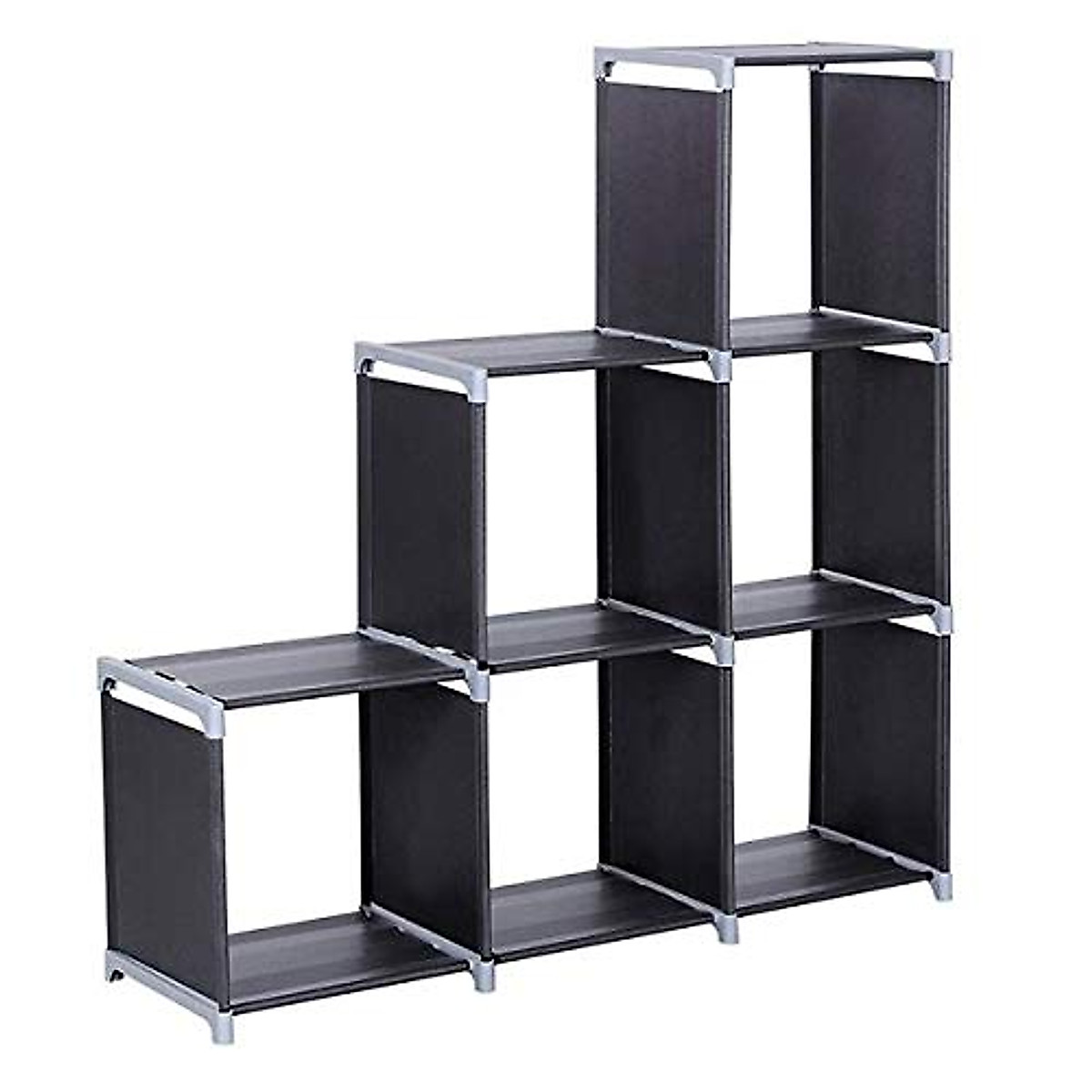 Utility Shelves Multifunctional Assembled 3 Tiers 6 Compartments Storage Shelf Black