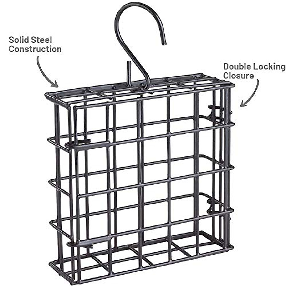More Birds Suet Cage Bird Feeder, Fruit and Suet Feeder, Single Cake Capacity ,Black