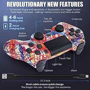 Winshall Wireless Controller Compatible with PS4/Pro/Slim/PC with High Performance Double Shock and Touch Pad/6-Axis Motion Sensor/Audio Function