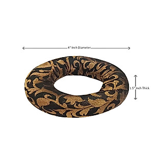 ConnectingGod Round Cushion For Tibetan Singing Bowl Handmade Cushions Brocade Art Silk Home Decor Jewelry Display Cushion (4In X 1.5In Inch), SB-221, black, 4In x 1.5In inch