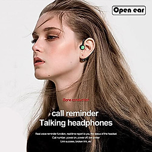 Open Ear Earbud Bluetooth Single Bone Conduction Wireless Headphones with Earhooks Microphone Earphones Waterproof Earpiece for Workout Sports Running Android iPhone Non Ear Plug Green