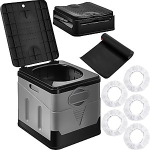 Portable Toilet for Camping Folding Portable Toilet for Adults Waterproof Camping Toilet with Carry Bag and Disposable Toilet Seat for Camping Hiking Outdoor Boating Car Long Trips Storage