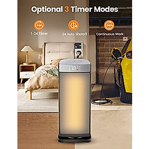 Sunnote Space Heater, 1500W Fast Heating Ceramic Electric Space Heater for Indoor Use with Thermostat, 5 Modes, 24Hrs Timer, LED Display, Oscillating Portable Heaters Ideal for Bedroom & Garage Use