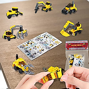 WODMAZ 24 Packs Construction Vehicles Building Blocks for Kids, 12 in 1 Car Sets Block Kits for Goodie Bags Birthday Gifts Stocking Stuffers Easter Valentines