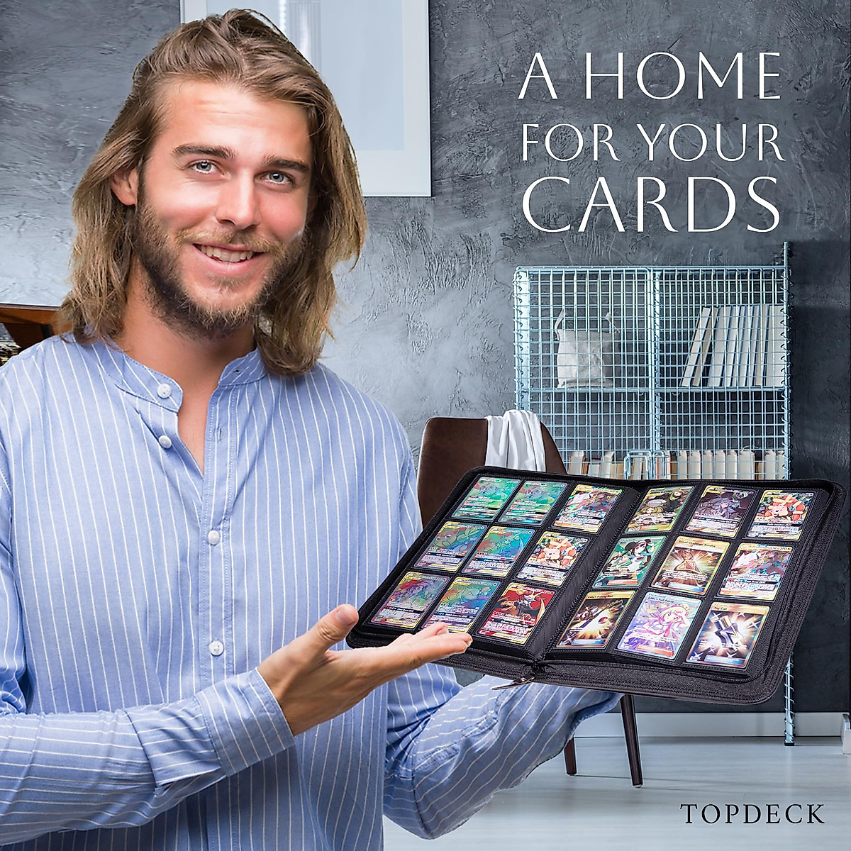 TopDeck 200 TopLoader Binder - 9 Pocket Card Binder Album - TCG Secure Storage Sleeves - Compatible with Yugioh, Magic the Gathering, Pokemon and More - Trading and Sports Card Holder