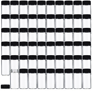 Nicunom 60 Pack Clear Glass Sample Vials with Screw Cap, 20 ml Liquid Sampling Glass Bottles Screwcap Travel Glass Vials