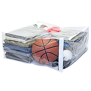 Clear Vinyl Zippered Storage Bags 23 x 23 x 10 Inch 10-Pack
